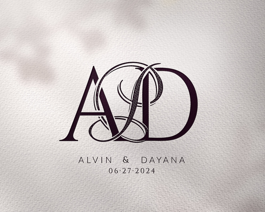 3 Letter Wedding Monogram, Three Letters Monogram Logo, 3 Letters ...