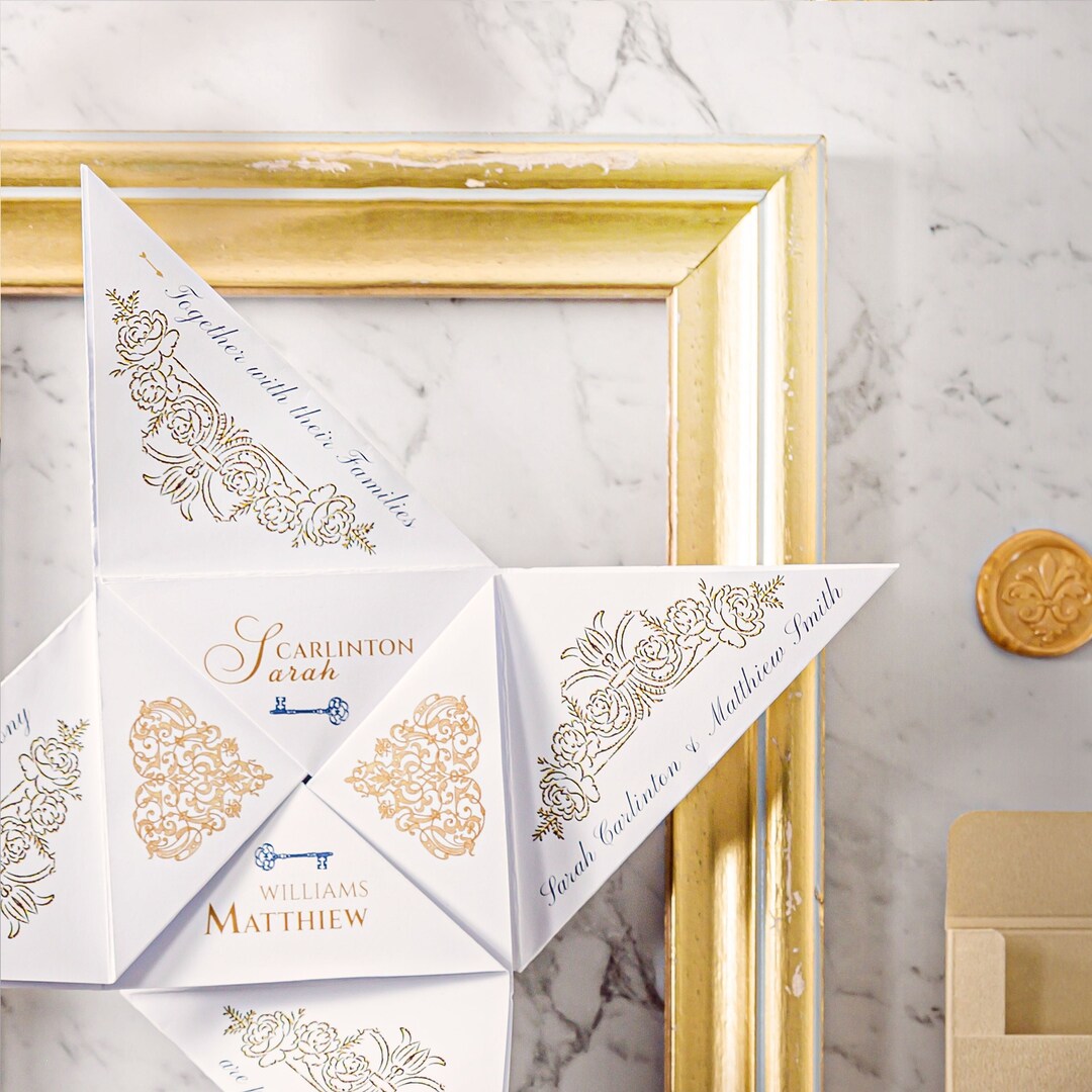 Elegant Gold Wedding Invitation | Luxury Handmade Origami Invitation ...