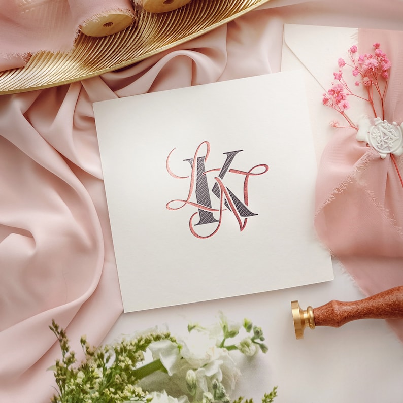 3 Letter Colorful Wedding Monogram, 3 Letters Monogram Logo With Colors ...