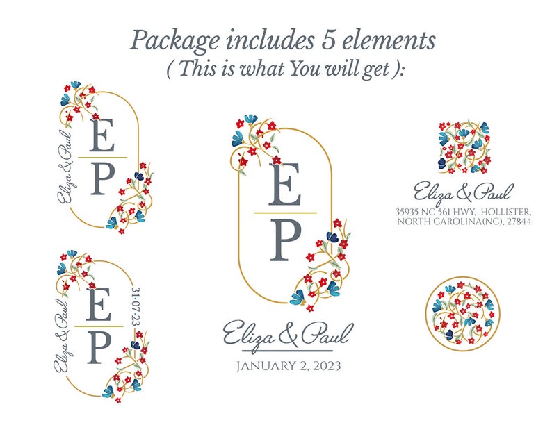 WEDDING Monogram Set, Monogram Logo Set, Wedding Logo, Wedding Monogram ...