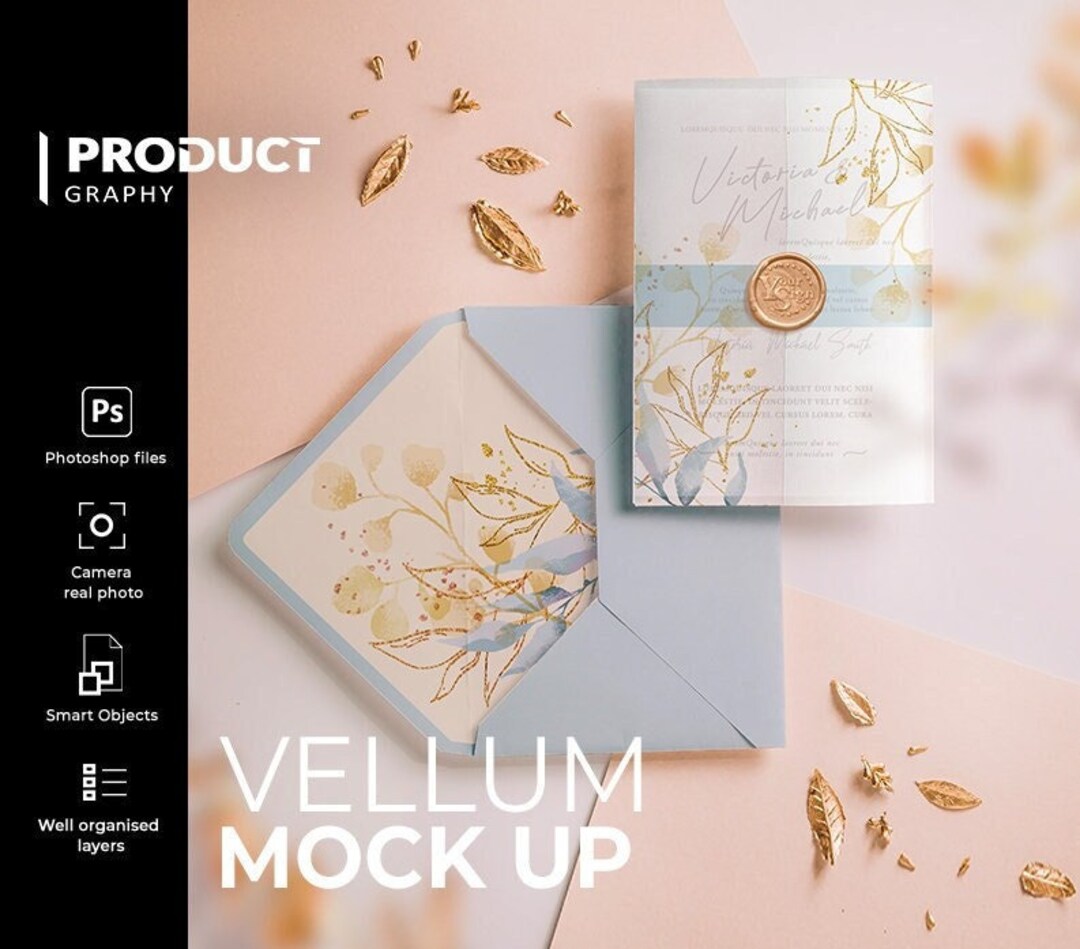 Beautiful Vellum Card Mockup, PSD, Full-editable Vellum Invitation ...