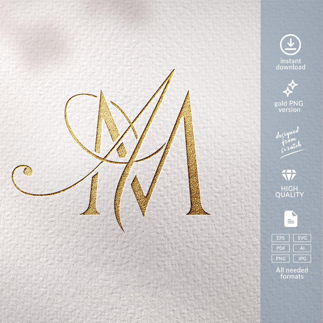 2 Letters Monogram AM • Am Logo • INSTANT Download • AM Wedding ...