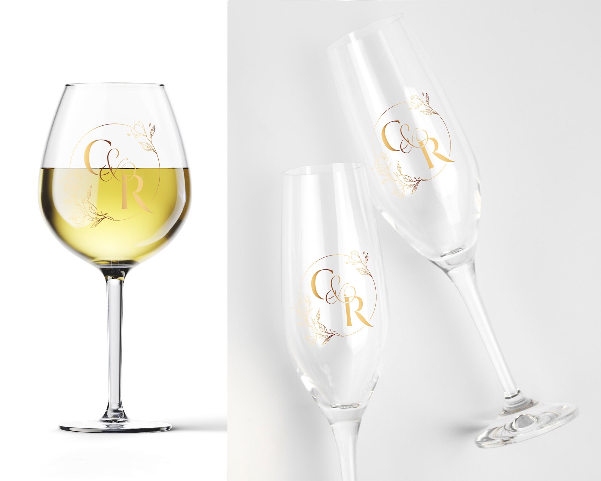 Elegant Wedding Monogram in Flower Circle, Two Letters Logo, Wedding ...