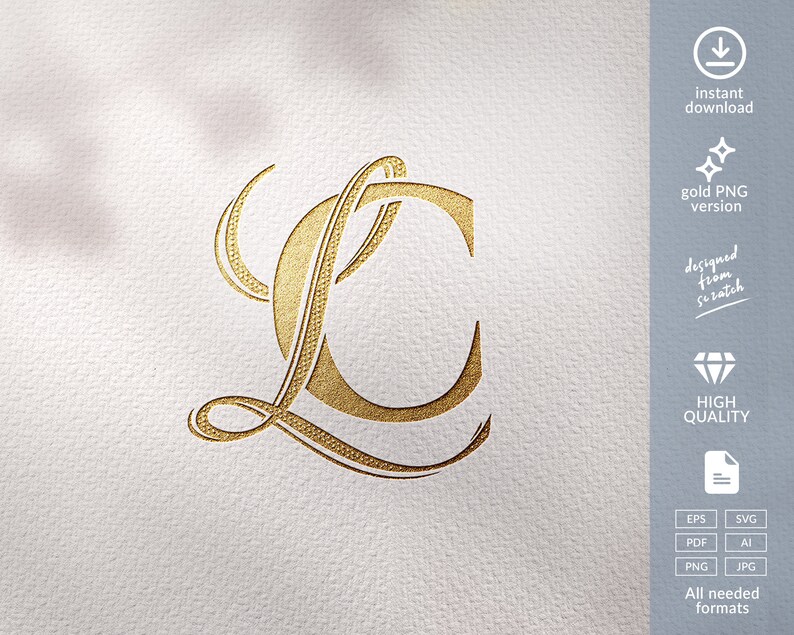 2 Letters Monogram LC Dot Decorated • Lc Logo • INSTANT Download • LC ...