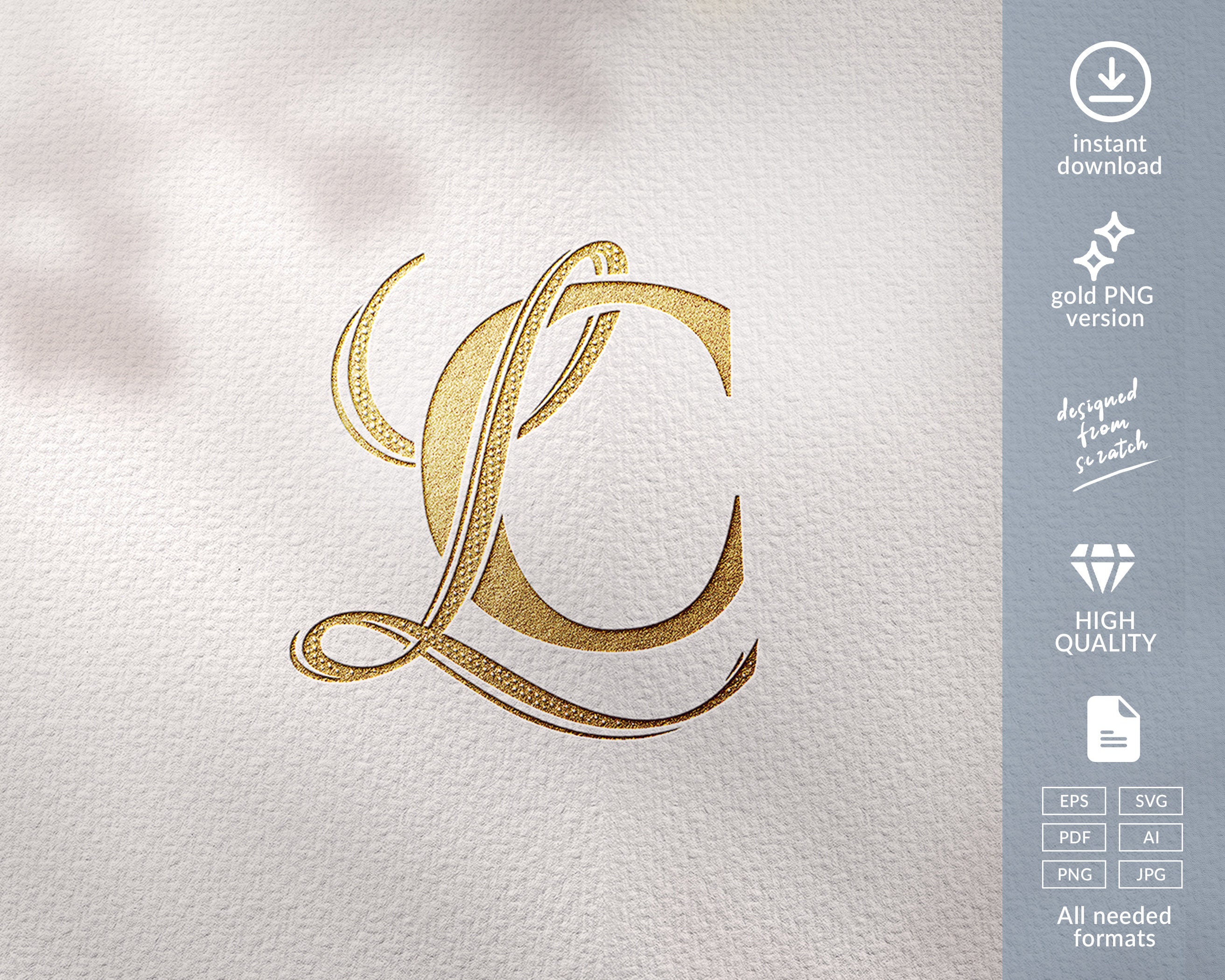 LC Monogram Logo • Gold Initial Design (instant Download) - Etsy