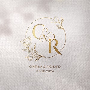 Elegant Wedding Monogram in Flower Circle, Two Letters Logo, Wedding ...