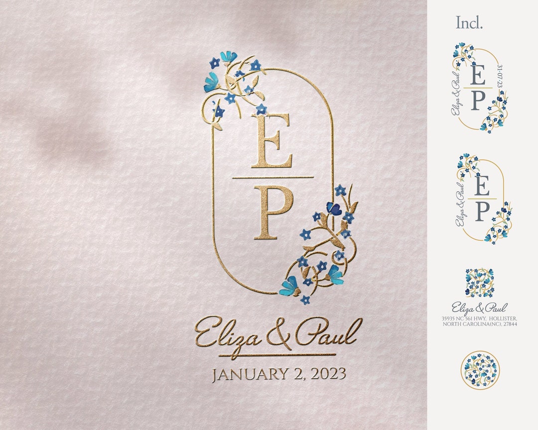 Floral Wedding Monogram Set, Initials Logo Design (digital Download) - Etsy