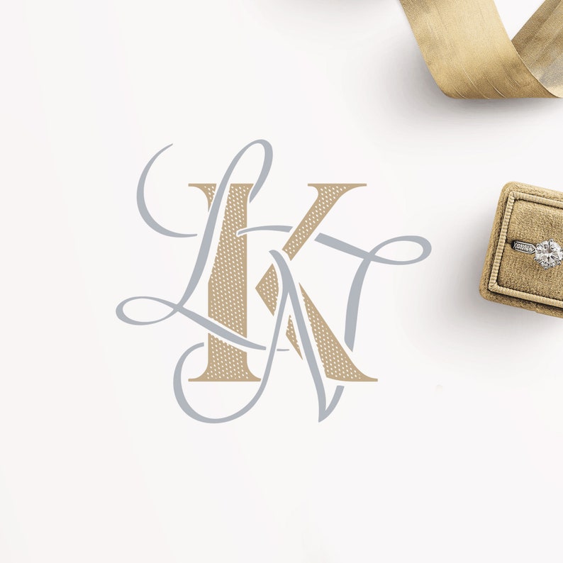 3 Letter Colorful Wedding Monogram, 3 Letters Monogram Logo With Colors ...