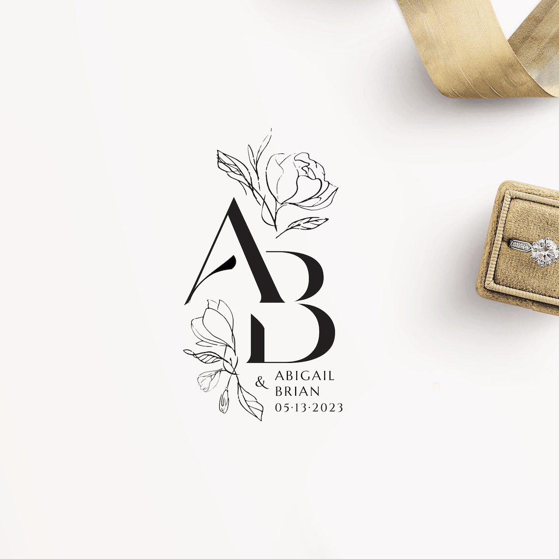 Two Letters Logo Monogram With Flowers, Wedding Monogram Logo, SVG ...