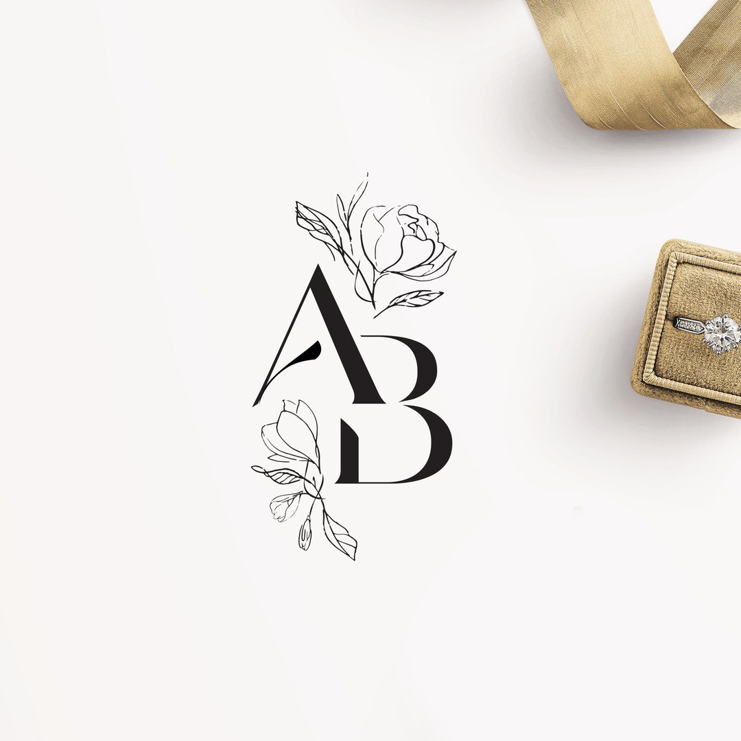 Two Letters Logo Monogram With Flowers, Wedding Monogram Logo, SVG ...