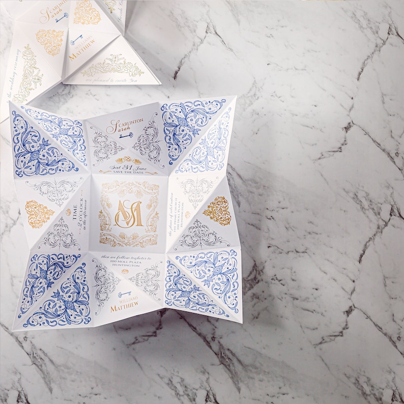 Elegant Gold Wedding Invitation Luxury Handmade Origami Invitation ...