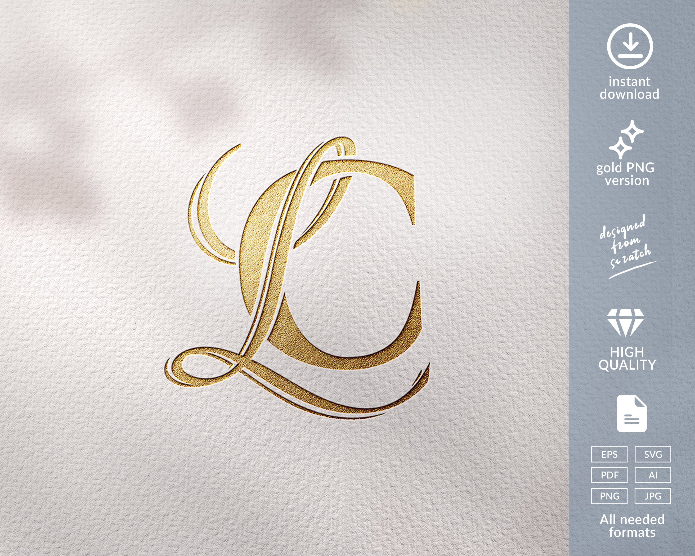 2 Letters Monogram LC • Lc Logo • INSTANT Download • LC Wedding ...