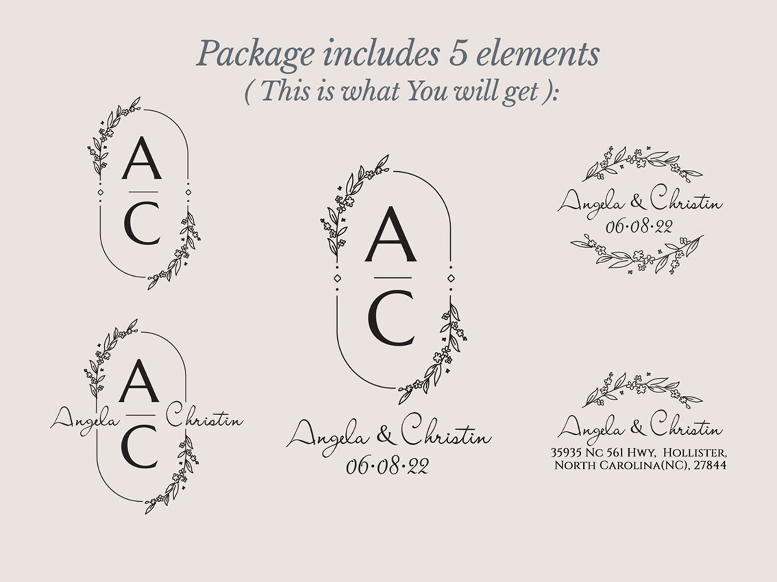 WEDDING Monogram Set Monogram Logo Set Wedding Logo Wedding - Etsy