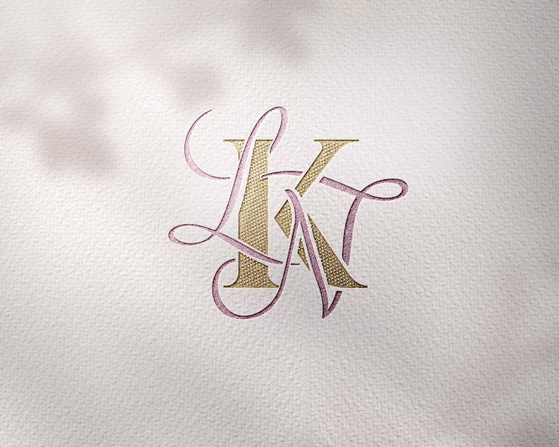 3 Letter Colorful Wedding Monogram, 3 Letters Monogram Logo With Colors ...