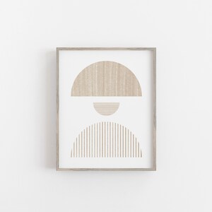 Half Circle Print Set, Neutral Boho Geometric Stripes Art, Mid Century ...