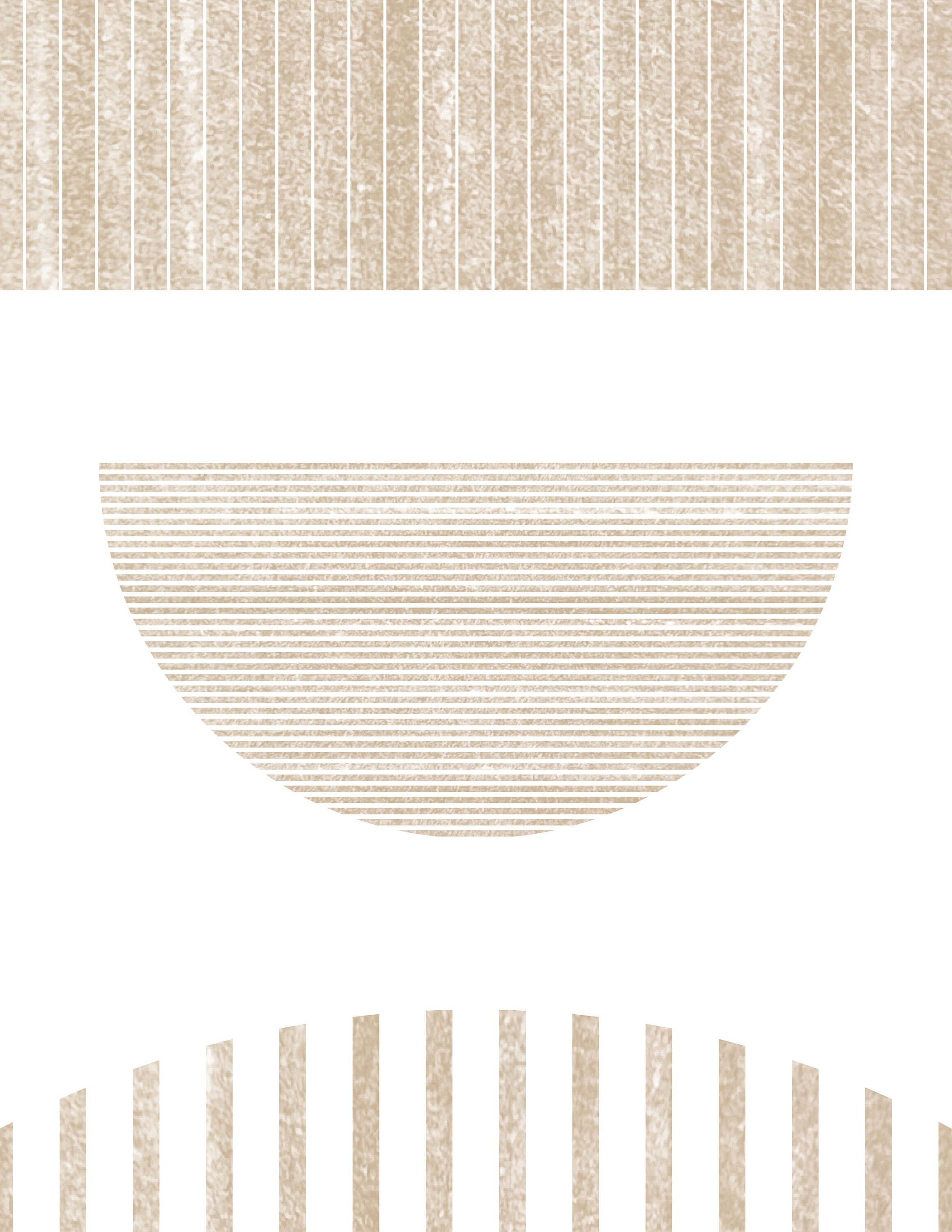 Half Circle Print Set, Neutral Boho Geometric Stripes Art, Mid Century ...