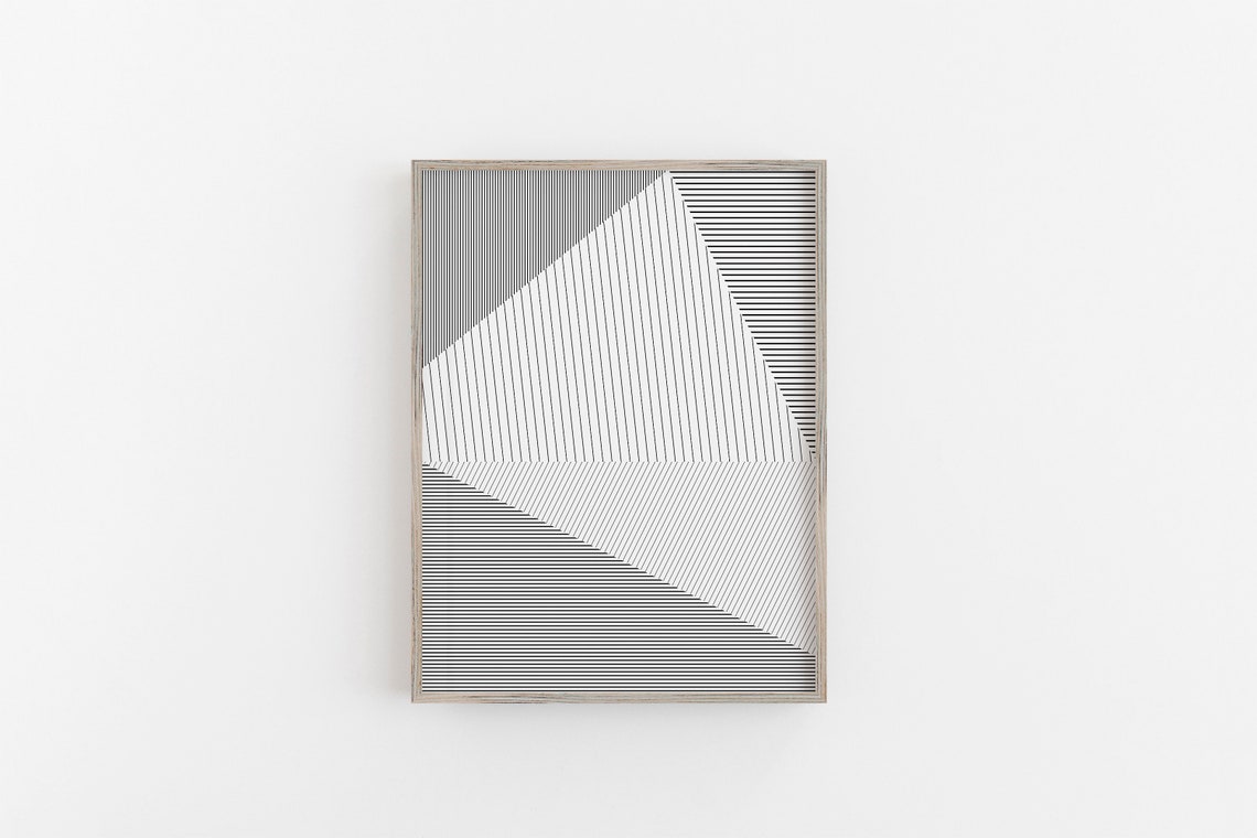 Diagonals, Geometric Art, Black and White, Abstract, Modern Minimal Art ...