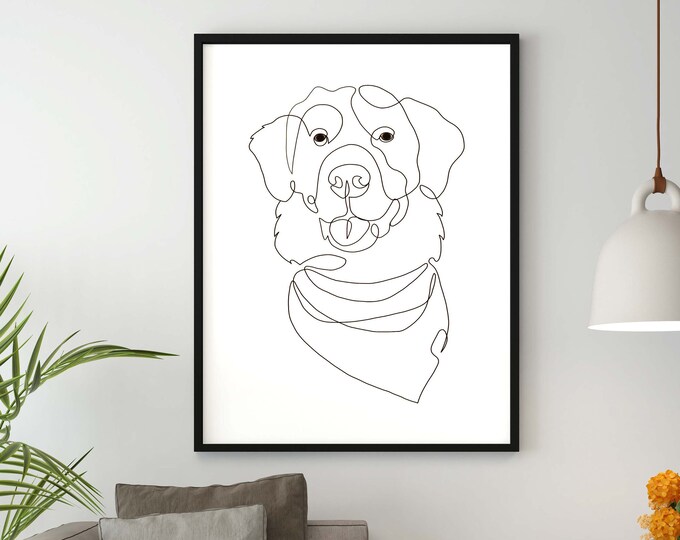 Custom Line Drawing Pet Portrait, Pet Sketch From Photo, Custom Line ...