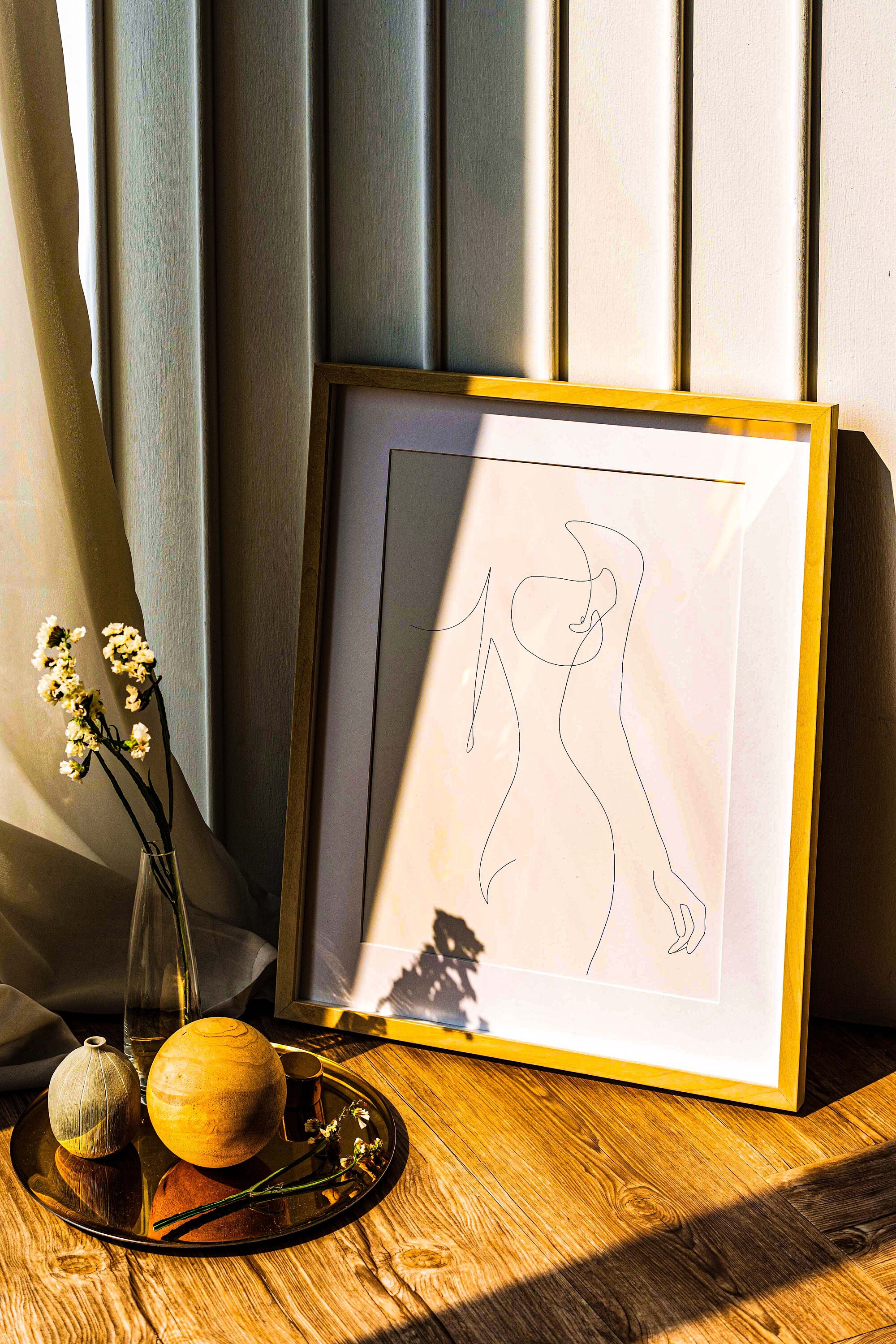 One Line Woman Naked Body Digital Art Female Wall Poster Minimalist