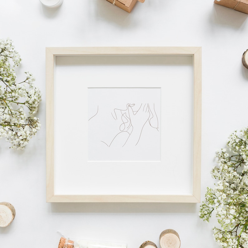 Intimate Art Couple Kiss Line Art Romantic Wall Art Couple Single Line Art Abstract One Line 
