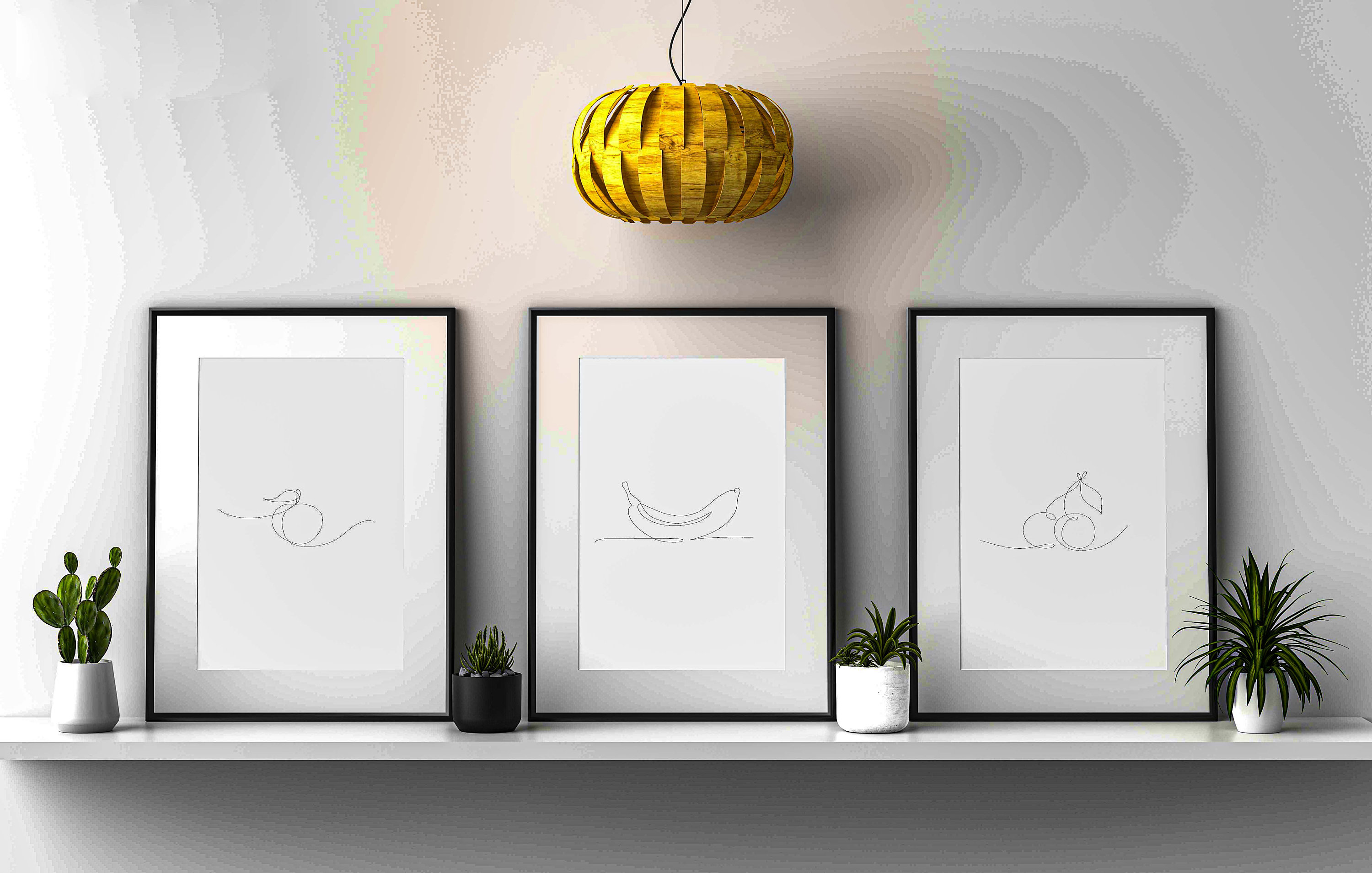 Set of 3 Line Drawing Printable Kitchen Decor Kitchen Wall - Etsy