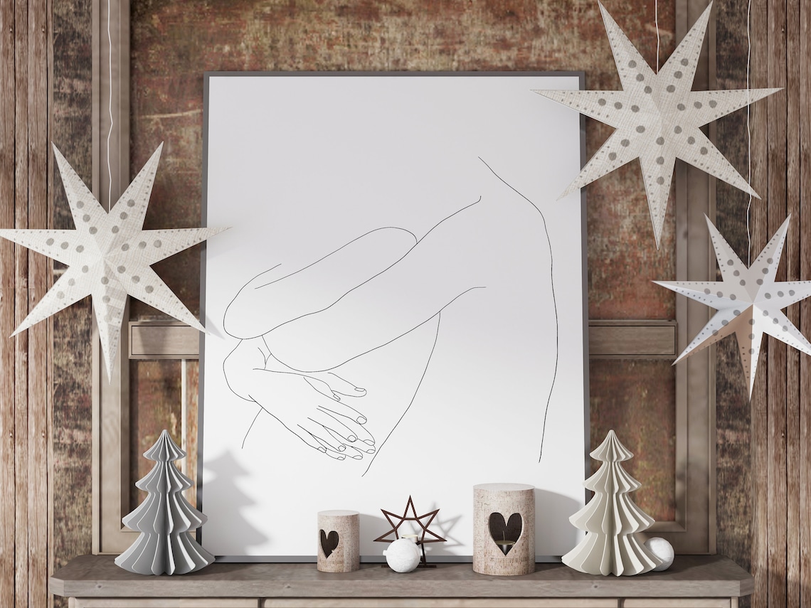 Romantic Couple Line Art Print, Couple Hug Illustration, Modern ...