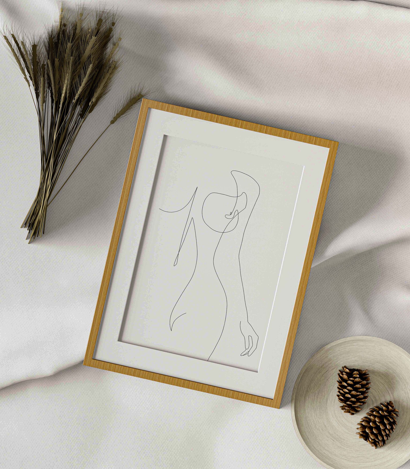 One Line Woman Naked Body Digital Art Female Wall Poster, Minimalist ...