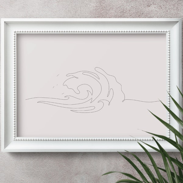 Minimalist Ocean Wave Line Art Print Sea Wave - Etsy