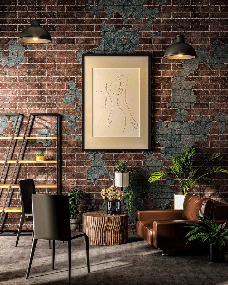 One Line Woman Naked Body Digital Art Female Wall Poster, Minimalist ...