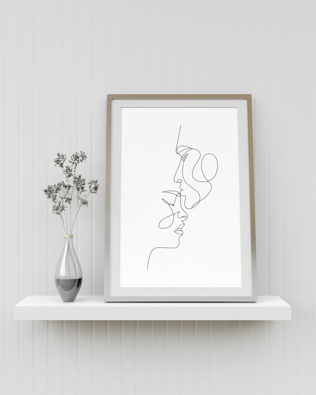 One Line Art. Couple Line Drawing. Face Line Art. Romantic Gift. Couple ...