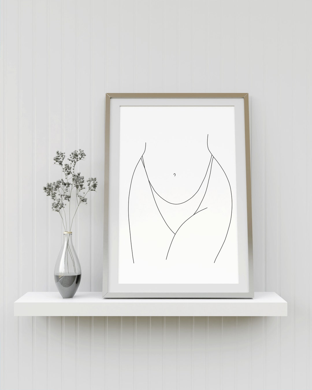 Naked Woman Body Line Drawing Art Print, Lady Female Abstract ...
