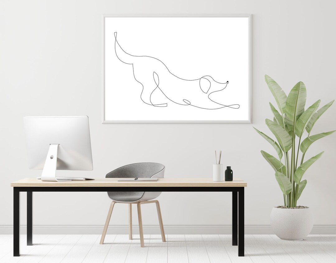 Abstract Dog Print, Single Line Drawing, Dog Minimalistic Art, Animals ...