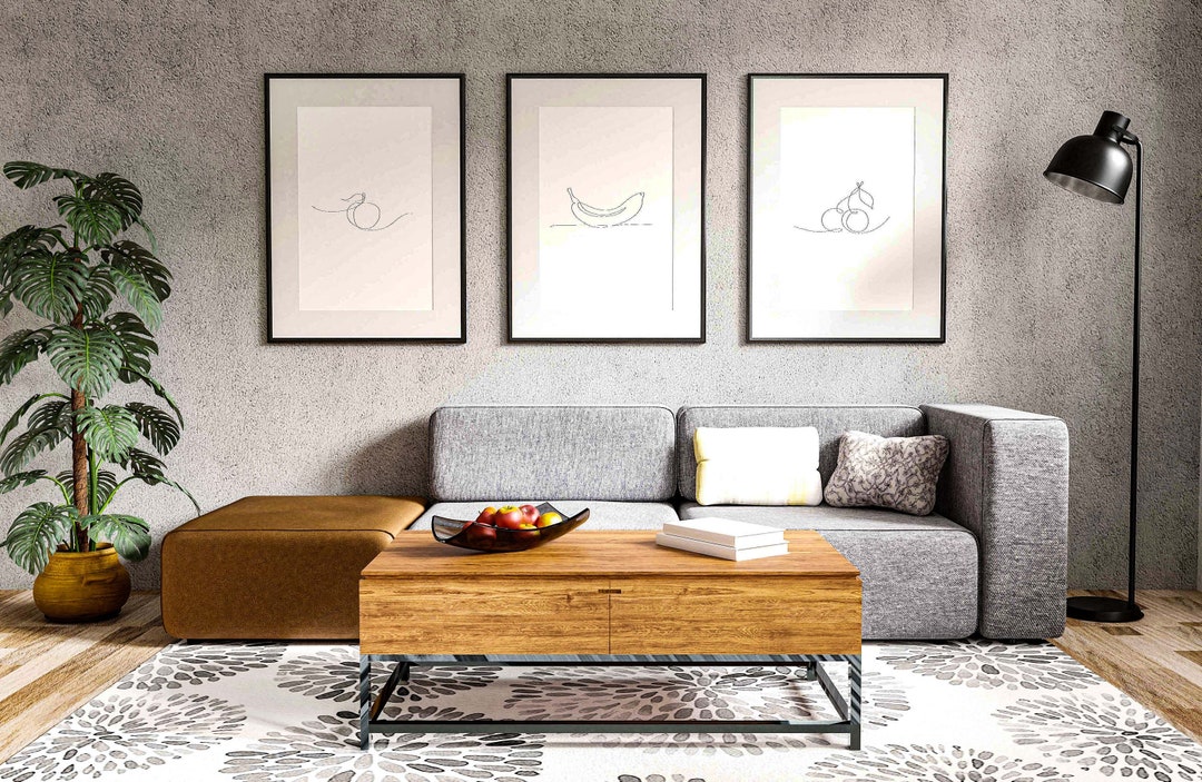 Set of 3 Line Drawing Printable Kitchen Decor |kitchen Wall Art ...