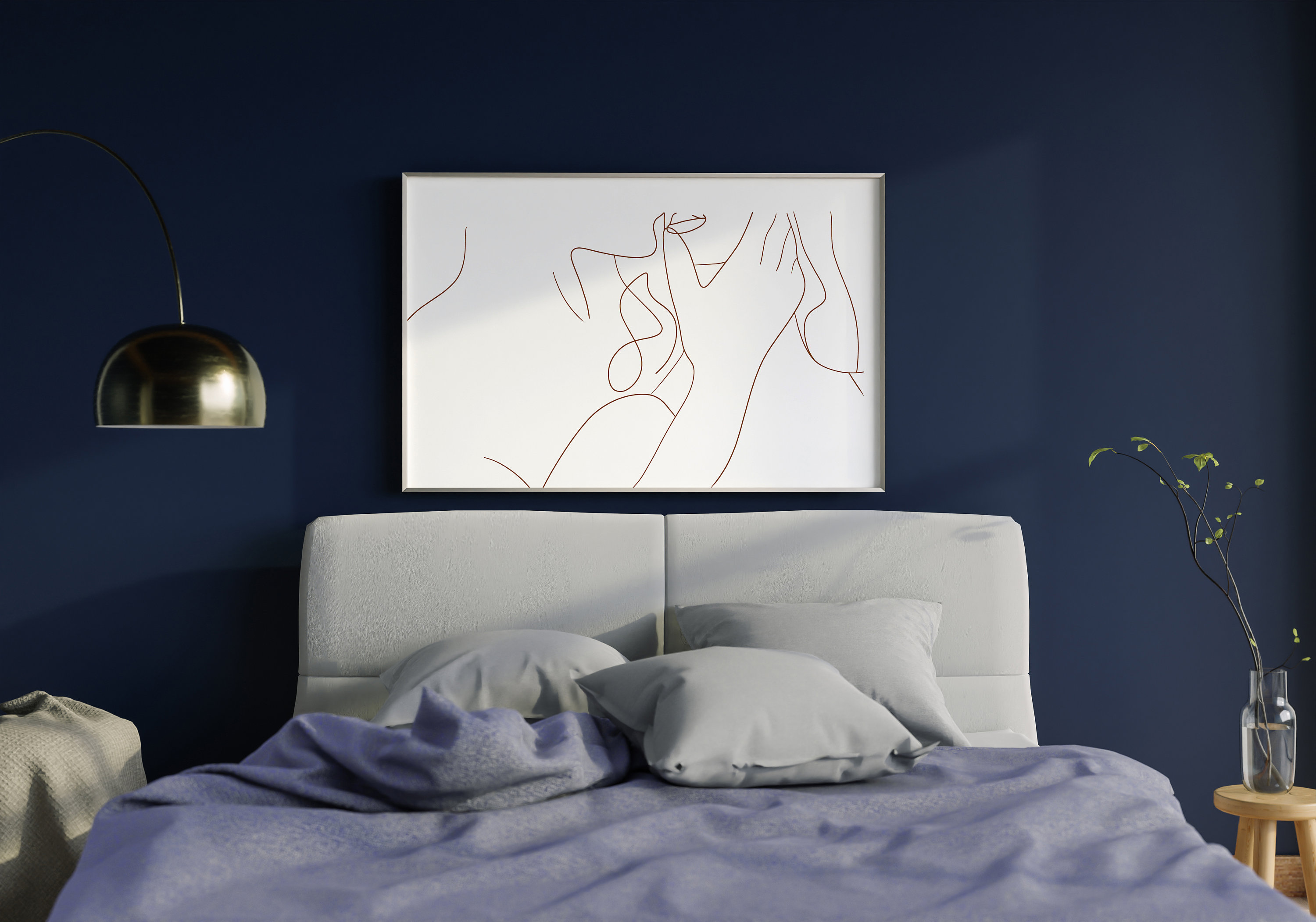 Intimate Art Couple Kiss Line Art Romantic Wall Art Couple Single Line Art Abstract One Line