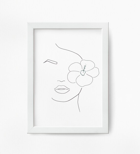 Abstract Face Artwork Woman With Flower Head Female Face - Etsy