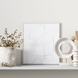 Hugging Couple Single Line Fine Art Print, Lovers Embrace Line Art ...