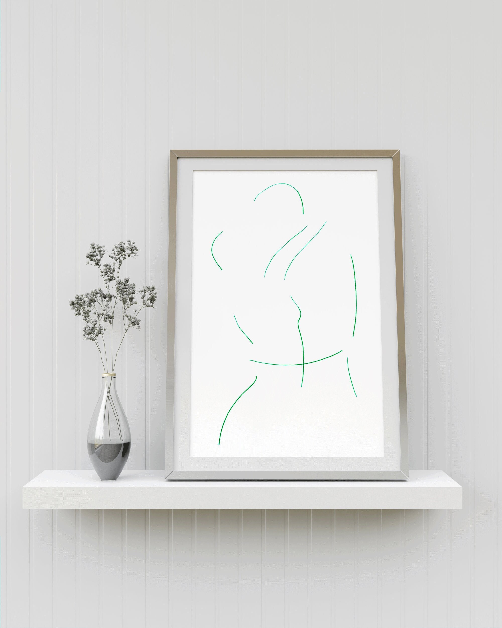 Hugging Couple Single Line Fine Art Print, Lovers Embrace Line Art ...