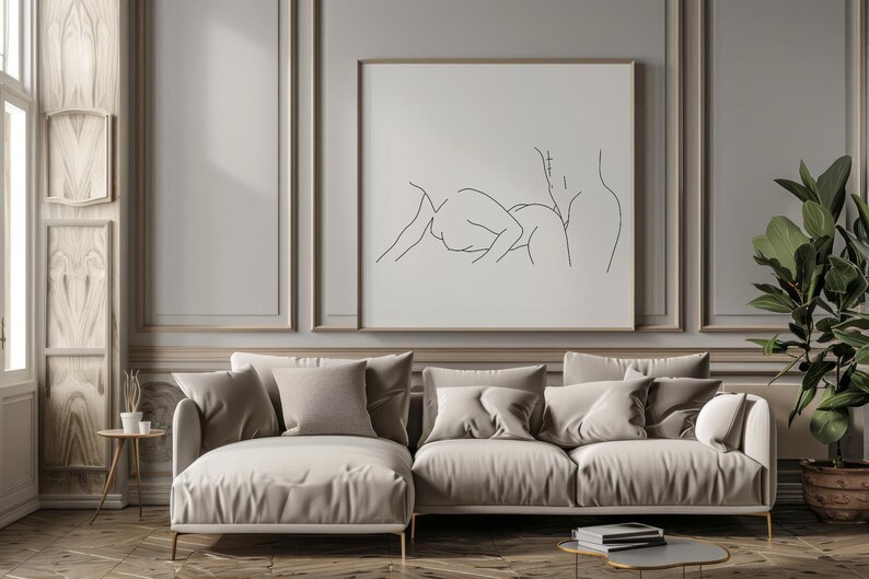 Abstract Couple Sex Line Art Sensual Couple Art Couple Making Love Print Nude Wall Art