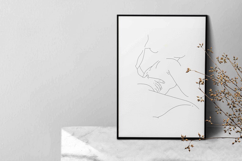 Make Love Line Art, Romance Abstract, Man and Woman Nude Line Art ...