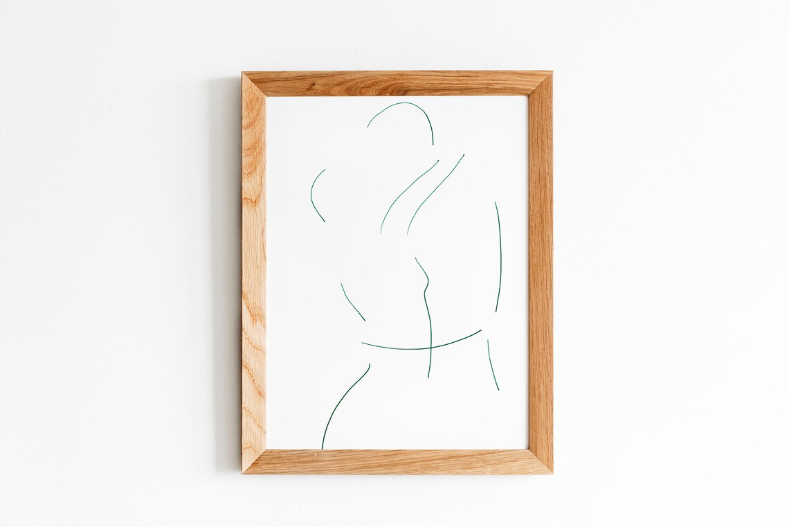 Hugging Couple Single Line Fine Art Print, Lovers Embrace Line Art ...