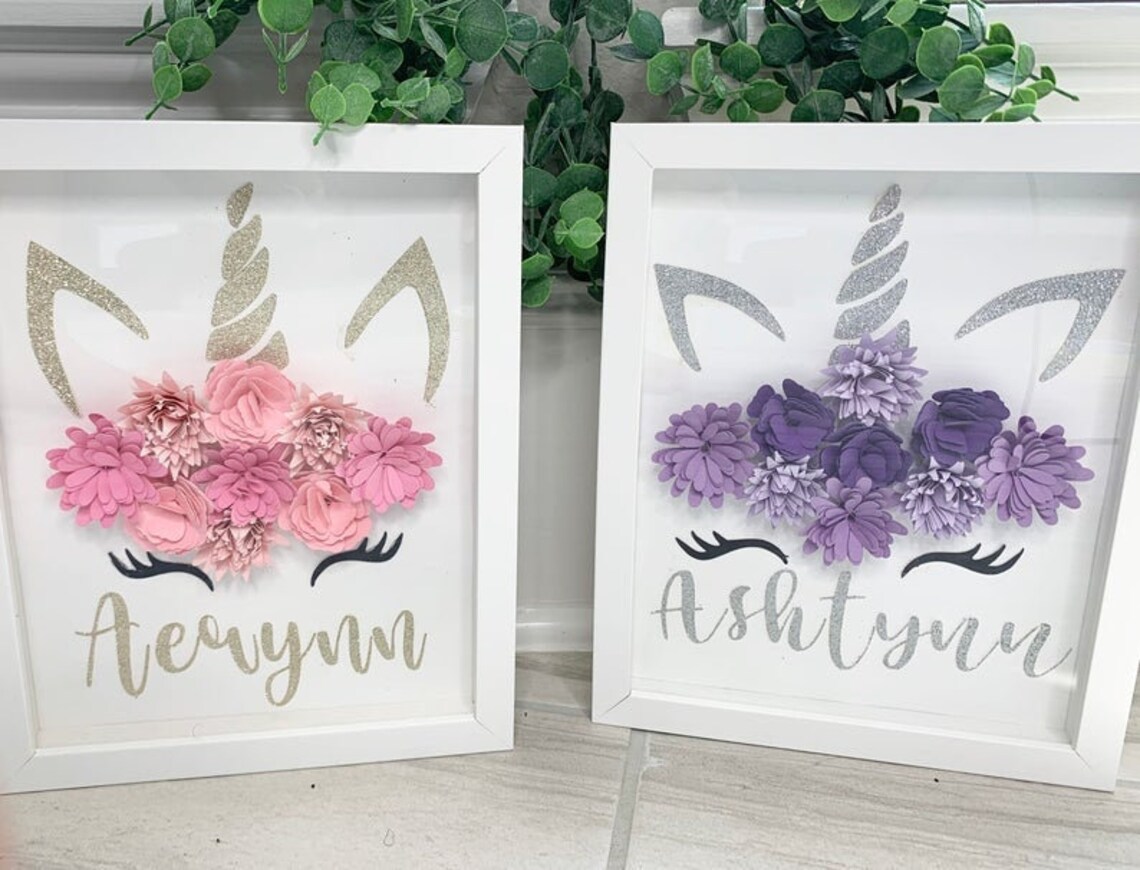 Unicorn Flower Shadow Box - Etsy