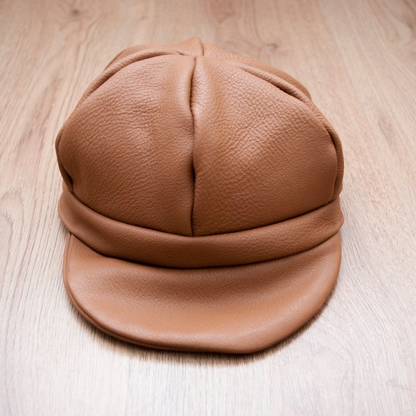 Leather Brown Newsboy Cap - Etsy