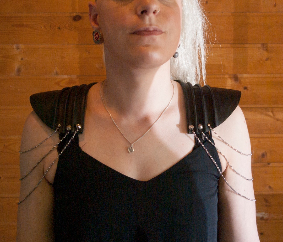 Leather Shoulder Pieces 'guarded' Body Chain Shoulder Jewelry Handmade ...