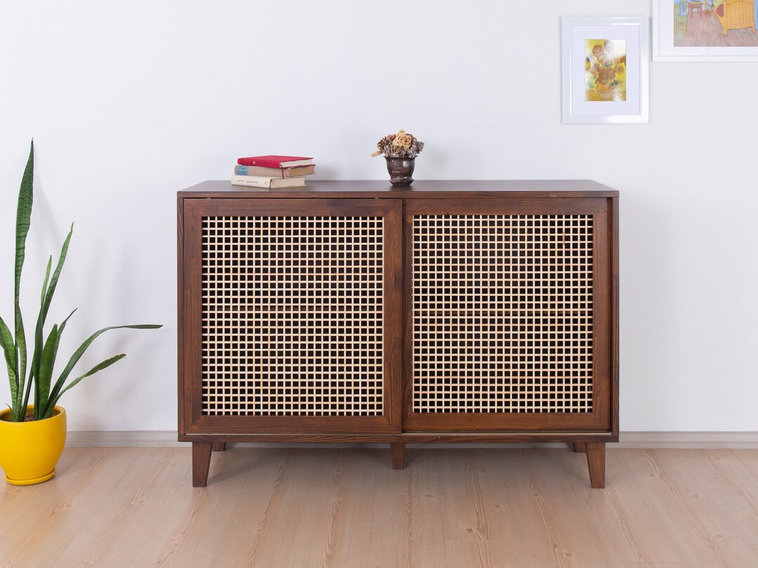 Lattice Framed Cabinet, Dark Walnut Stain, Made From Solid Pinewood - Etsy