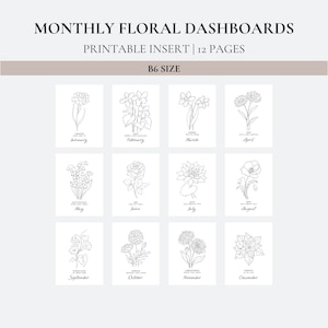 Monthly Floral Dashboards - B6 Size - Etsy