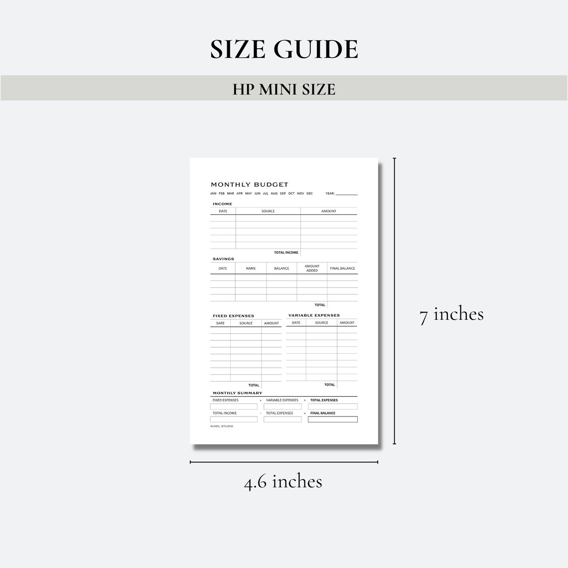Monthly Budget - HP Mini Planner Printable - Etsy