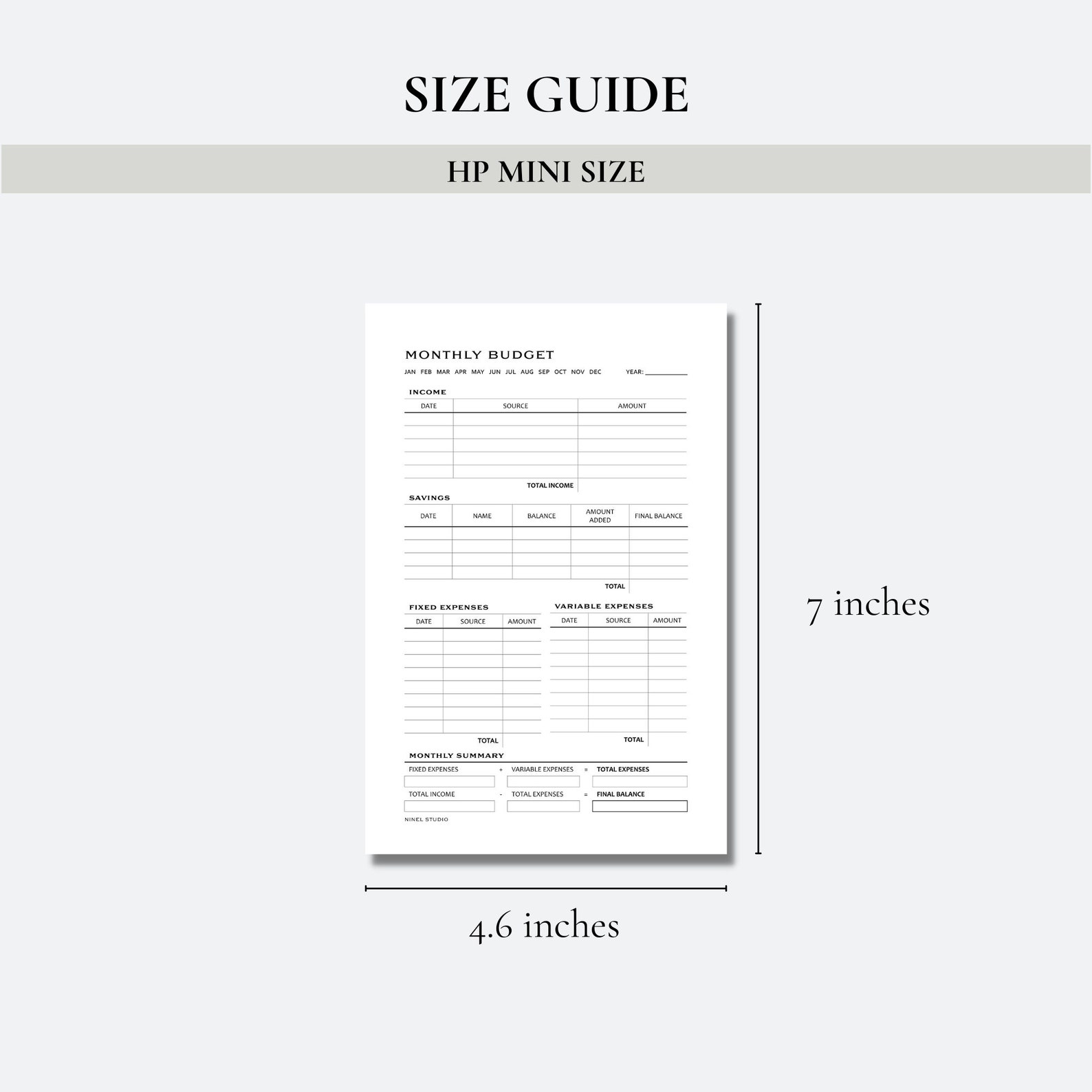 Monthly Budget - HP Mini Planner Printable - Etsy