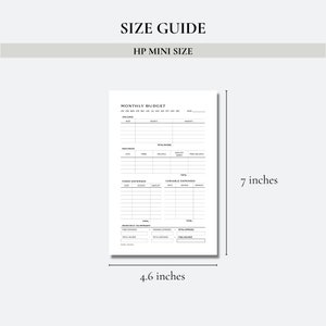 Monthly Budget - HP Mini Planner Printable - Etsy