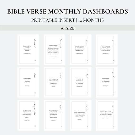 Bible Verse Monthly Dashboards A5 Size | Etsy