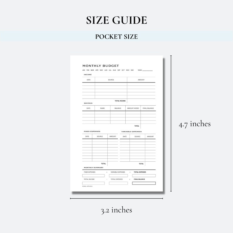 Monthly Budget - Pocket Planner Printable - Etsy